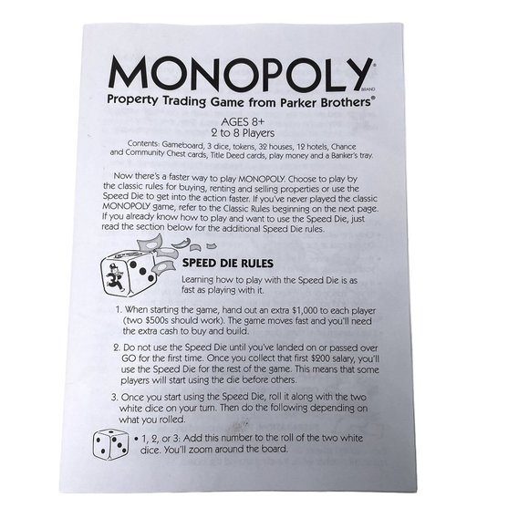 Parker Brothers | Toys | Monopoly Board Game Instruction Manual Guide ...